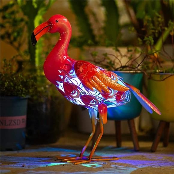 Accents | Solar Flamingo Statue Garden Light 17 Tall Large Metal ...